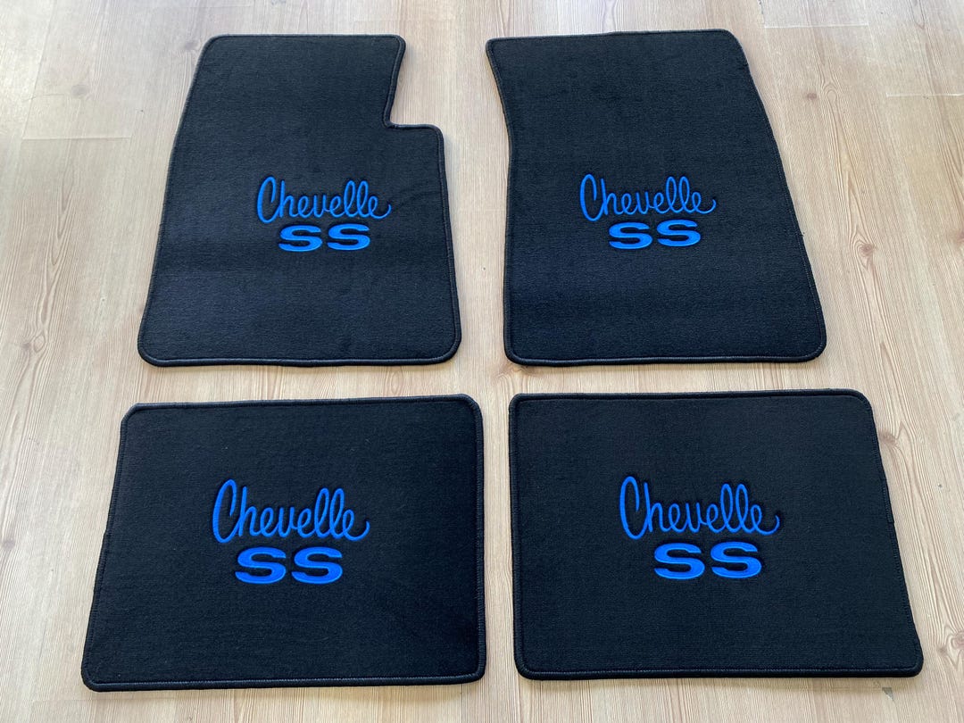 For Chevy Chevelle SS Floor Mats Carpet Black Blue Embroidered Letter ...