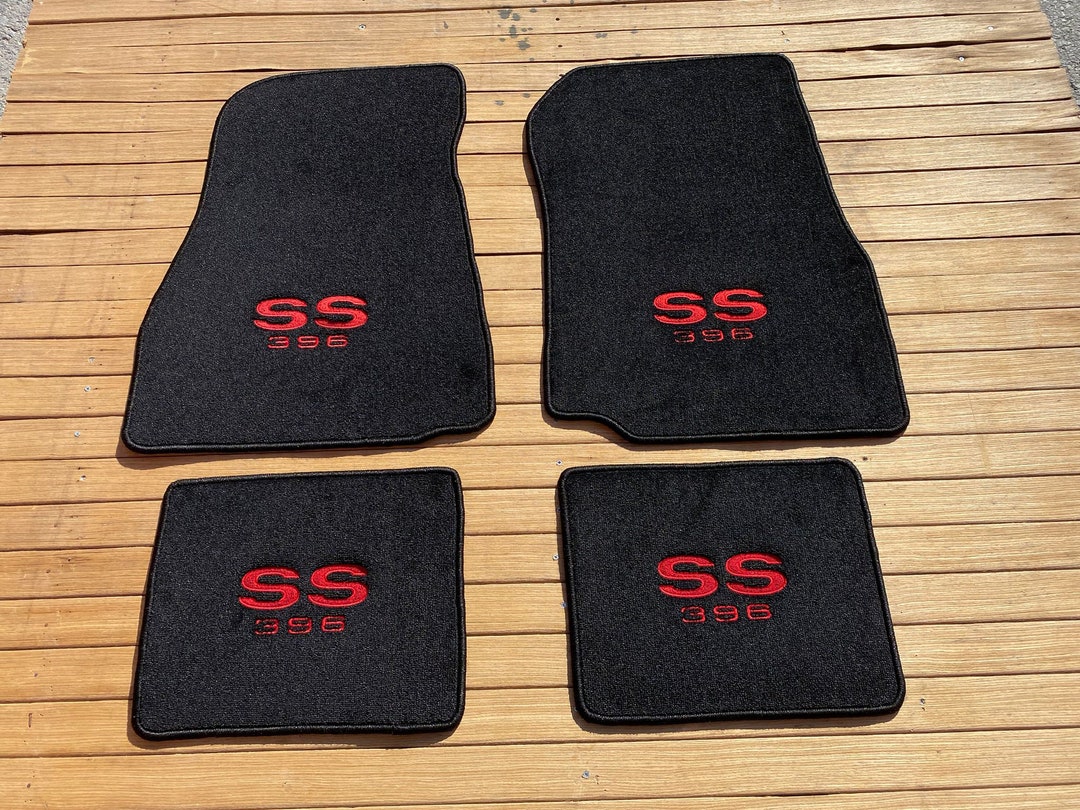 For Chevy Chevelle SS 396 Floor Mats Carpet Black Red Embroidered ...