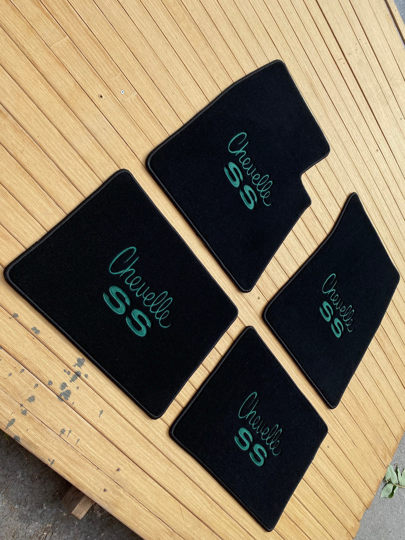 For Chevy Chevelle SS Floor Mats Carpet Black Embroidered Green Letter ...