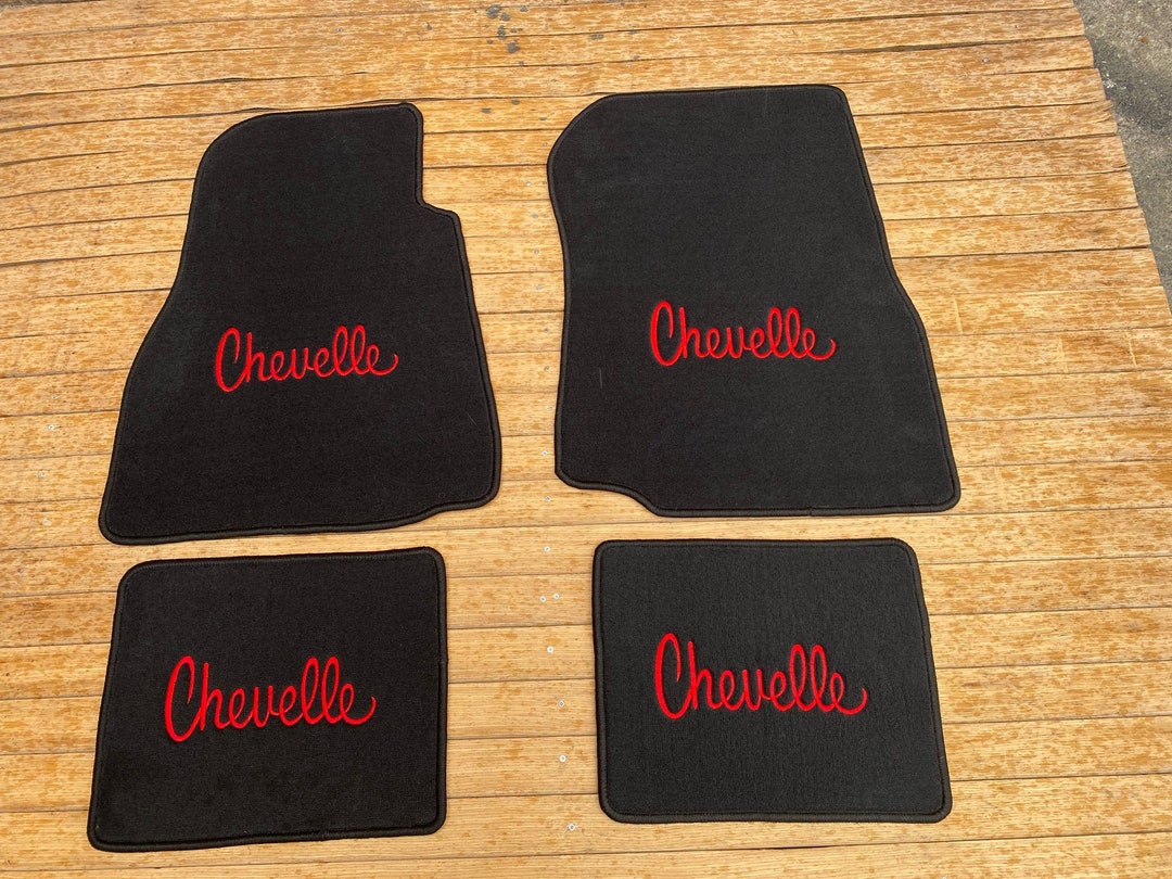 For Chevy Chevelle SS Floor Mats Carpet Black Red Embroidered Letter ...