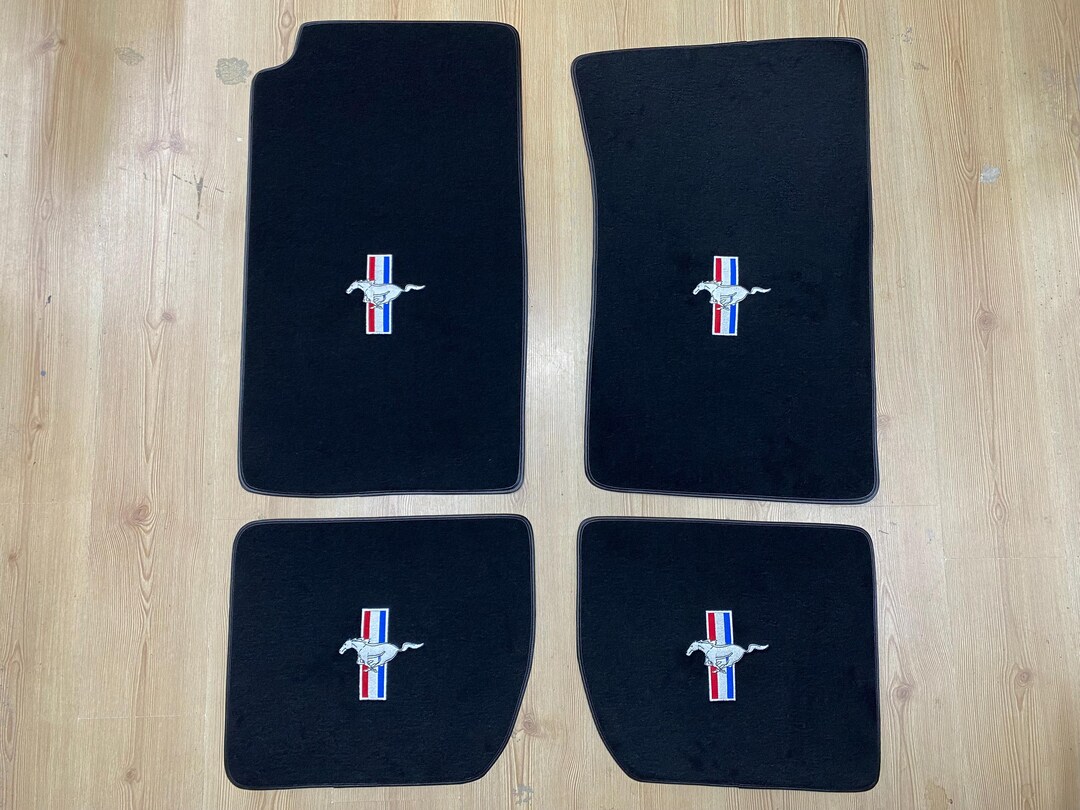 For Ford Mustang Mach 1 Floor Mat Mats Carpet Velour Black Pony Logo 4 ...