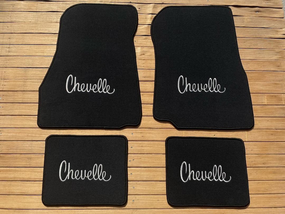 For Chevy Chevelle SS 396 Floor Mats Carpet Black Silver Embroidered ...