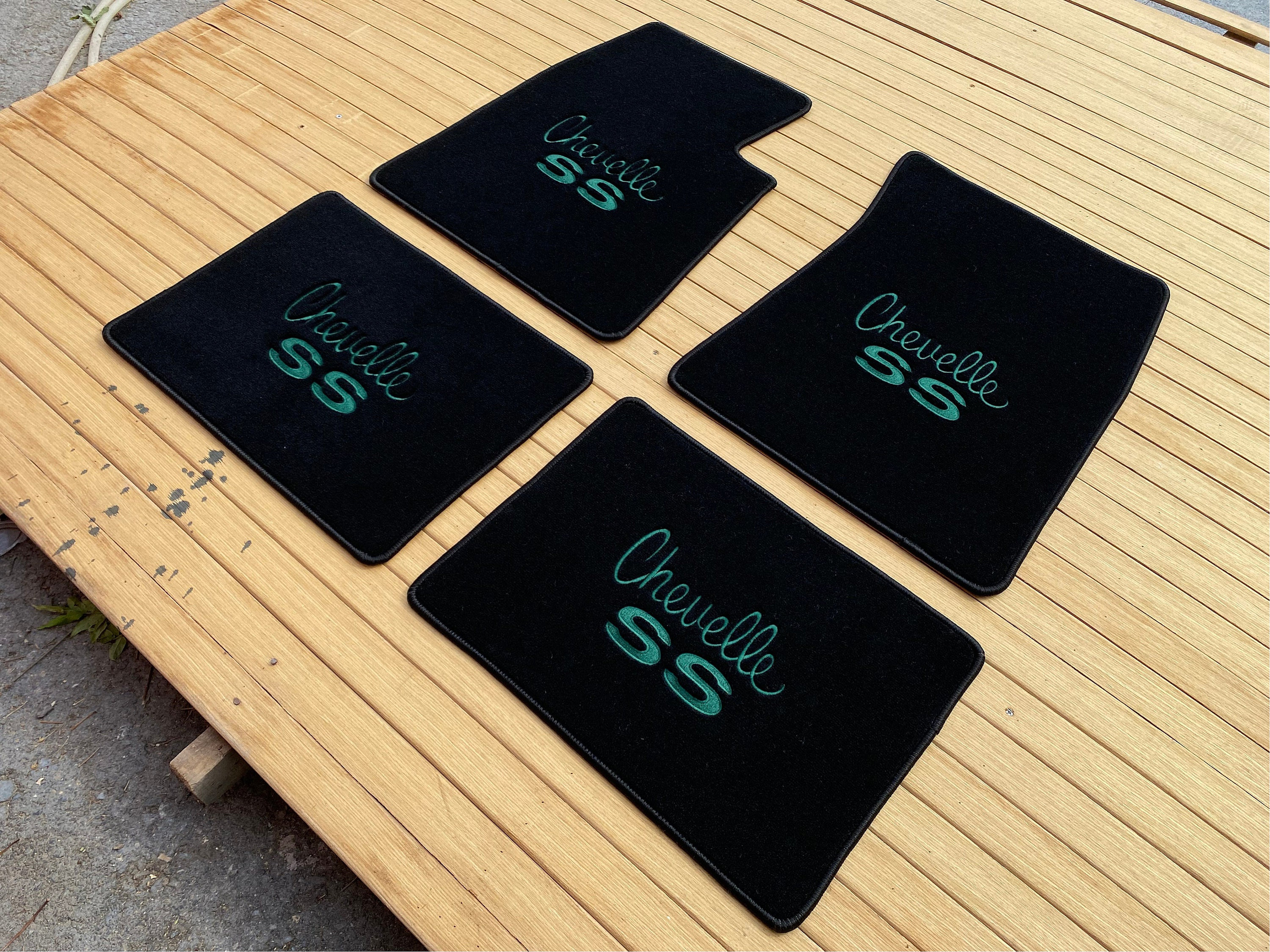 For Chevy Chevelle SS Floor Mats Carpet Black Embroidered Green Letter ...
