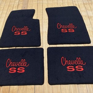 For Chevy Chevelle SS Floor Mats Carpet Black Red Embroidered Letter ...