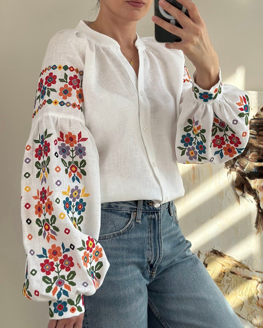 Ukrainian White Linen Blouse With Traditional Pattern. Ukrainian ...