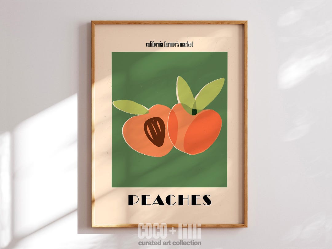 Peaches Poster Fruit Art Print Fruit Market Poster Peach Fruit Print ...