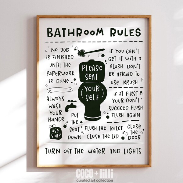 Bathroom Rules Sign - Etsy