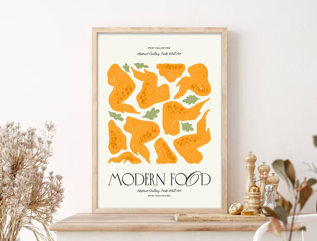 Fried Chicken Print Chicken Wings Print Food Art Print Kitchen Wall Art ...