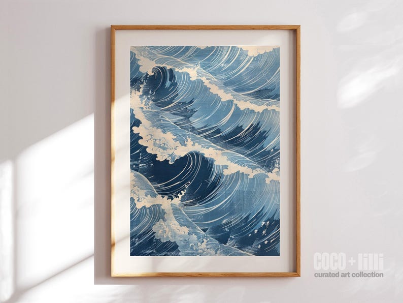 Coastal Waves Print: Beach House Ocean Wall Art - Etsy