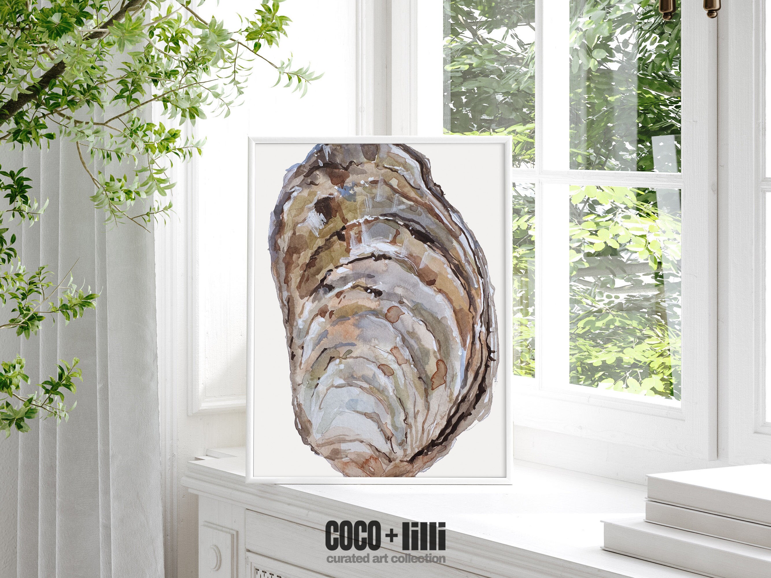 Oyster Shell Ocean Art Print Beige Wall Art Beach House Decor Coastal ...