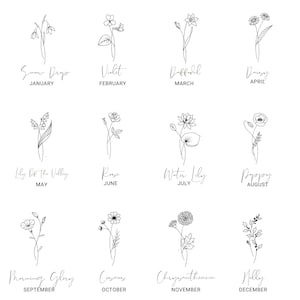 Family Birth Flower Bouquet Custom Line Drawing Print Birth - Etsy