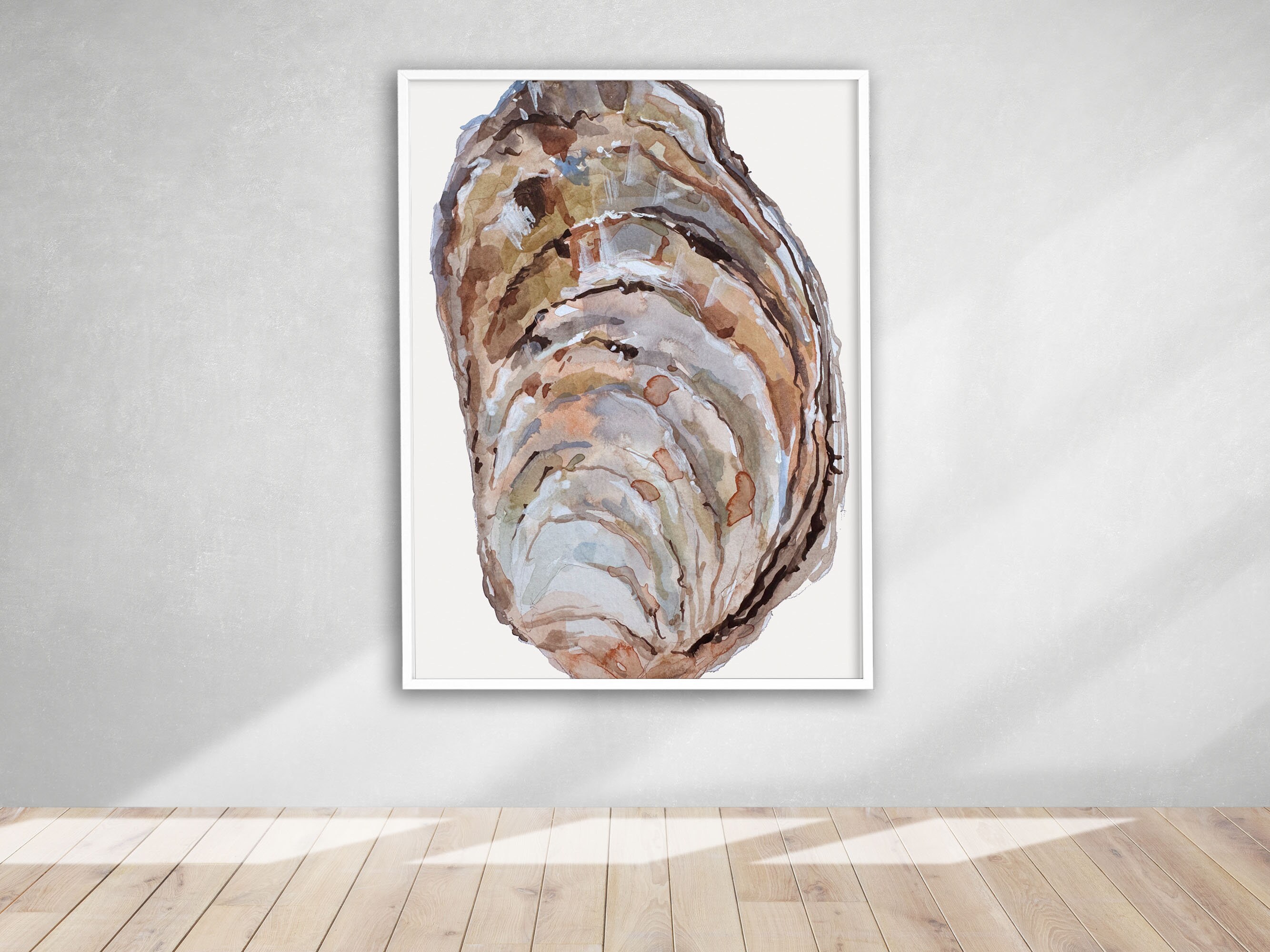 Oyster Shell Ocean Art Print Beige Wall Art Beach House Decor Coastal ...