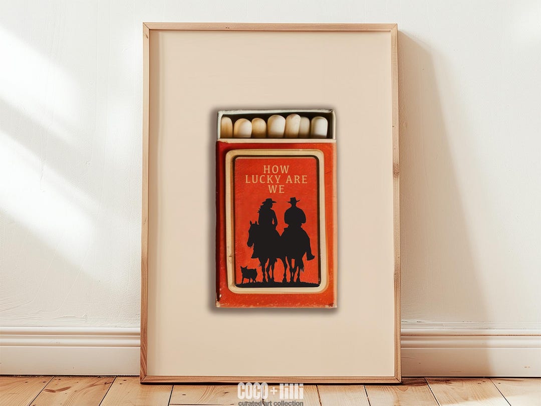 How Lucky Are We Red Matchbox Print Cowgirl Matchbox Bride and Groom ...