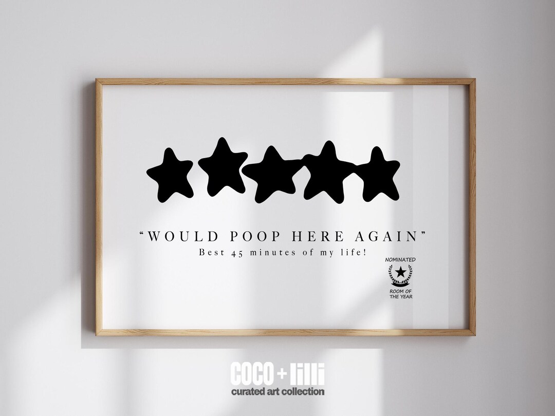 Cute Bathroom Sign Would Poop Here Again Typography Poster Bathroom ...