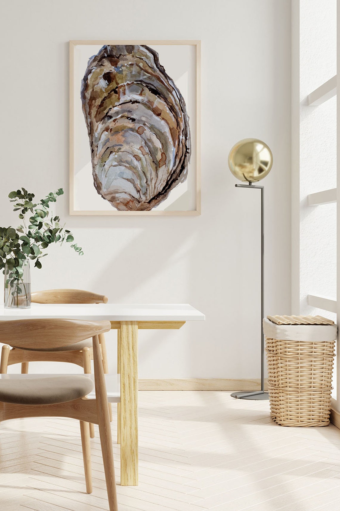 Oyster Shell Ocean Art Print Beige Wall Art Beach House Decor Coastal ...