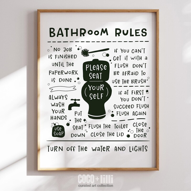 Bath Rules Sign - Etsy