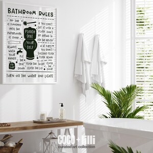 Fun Bathroom Wall Art Bathroom Sign Bathroom Rules Sign Typography ...