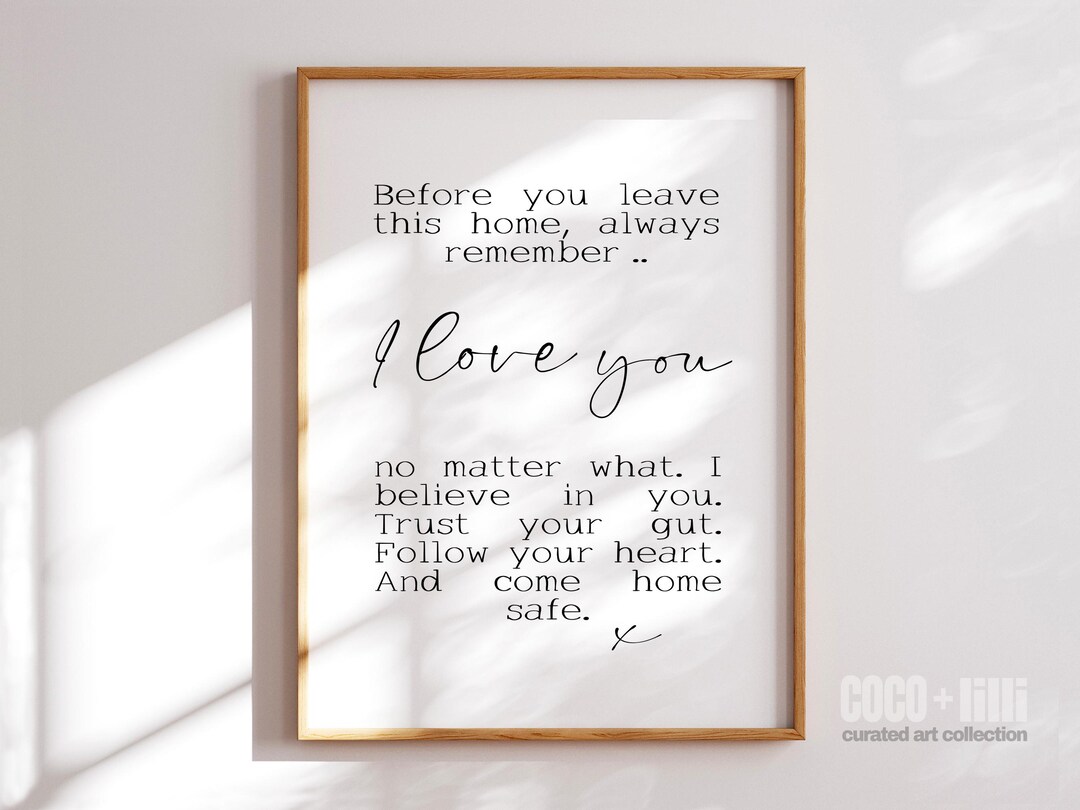 I Love You Print Word Art Poster Anniversary Gift Typography Print Home ...