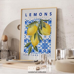 Italian Lemon Watercolor Print Positano Italy Kitchen Wall Art Citrus ...