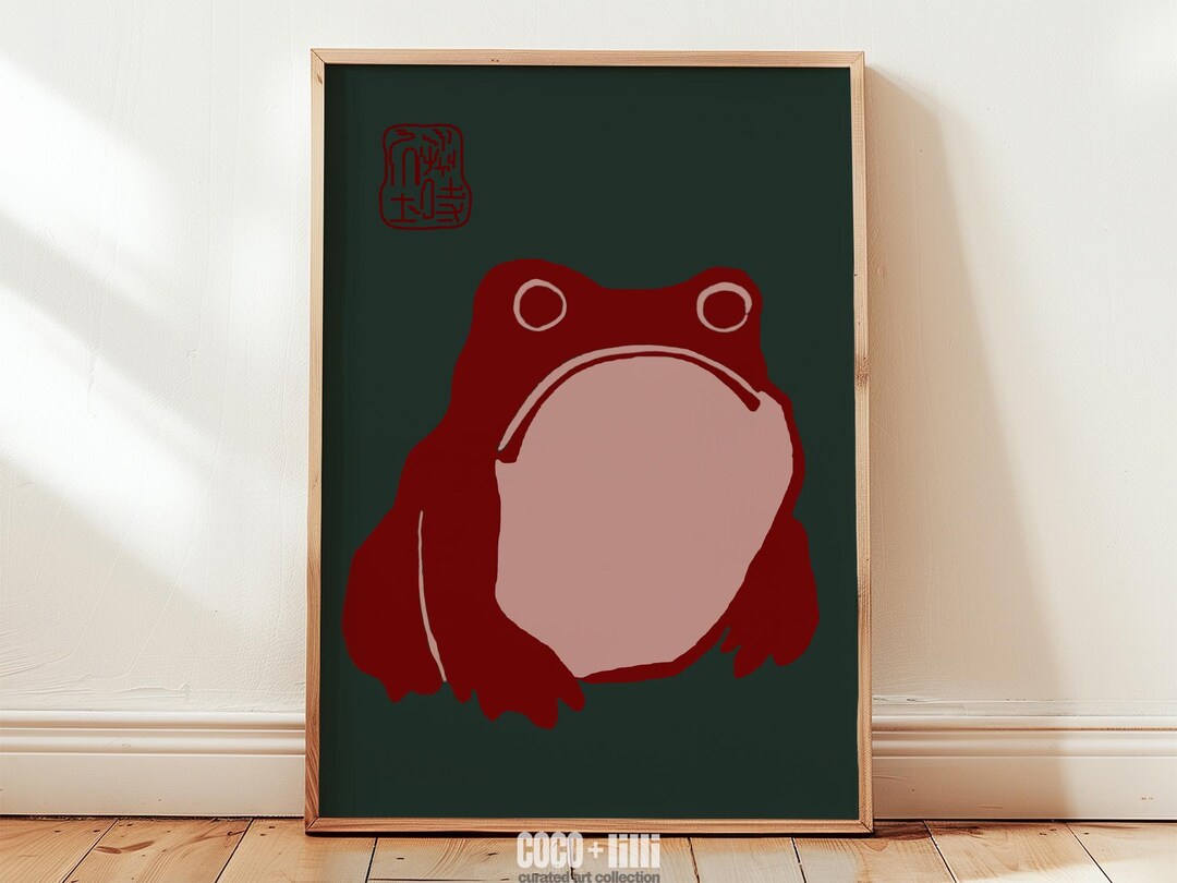 Matsumoto Hoji Frog Print Japanese Grumpy Frog Japandi Print Warhol ...