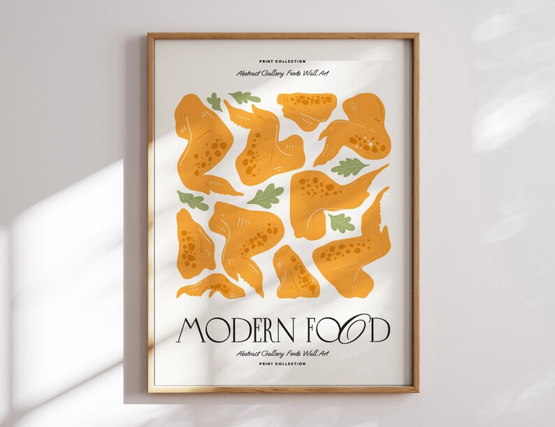Food Art Print Fried Chicken Print Matisse Style Kitchen Wall Art Cute ...