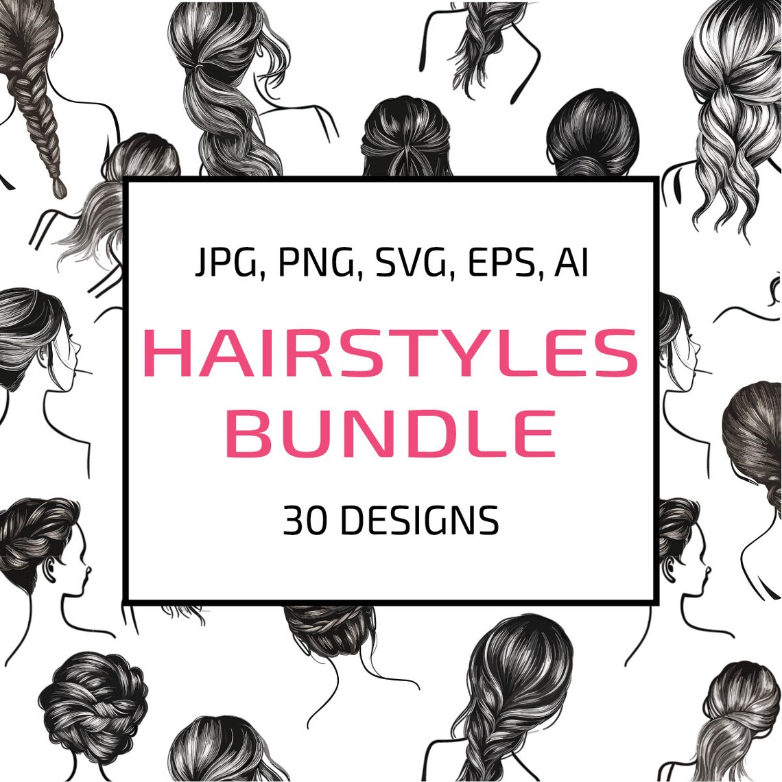 30 Hairstyle Clipart Bundle All Types of Hair, Long Hair, Short Hair ...