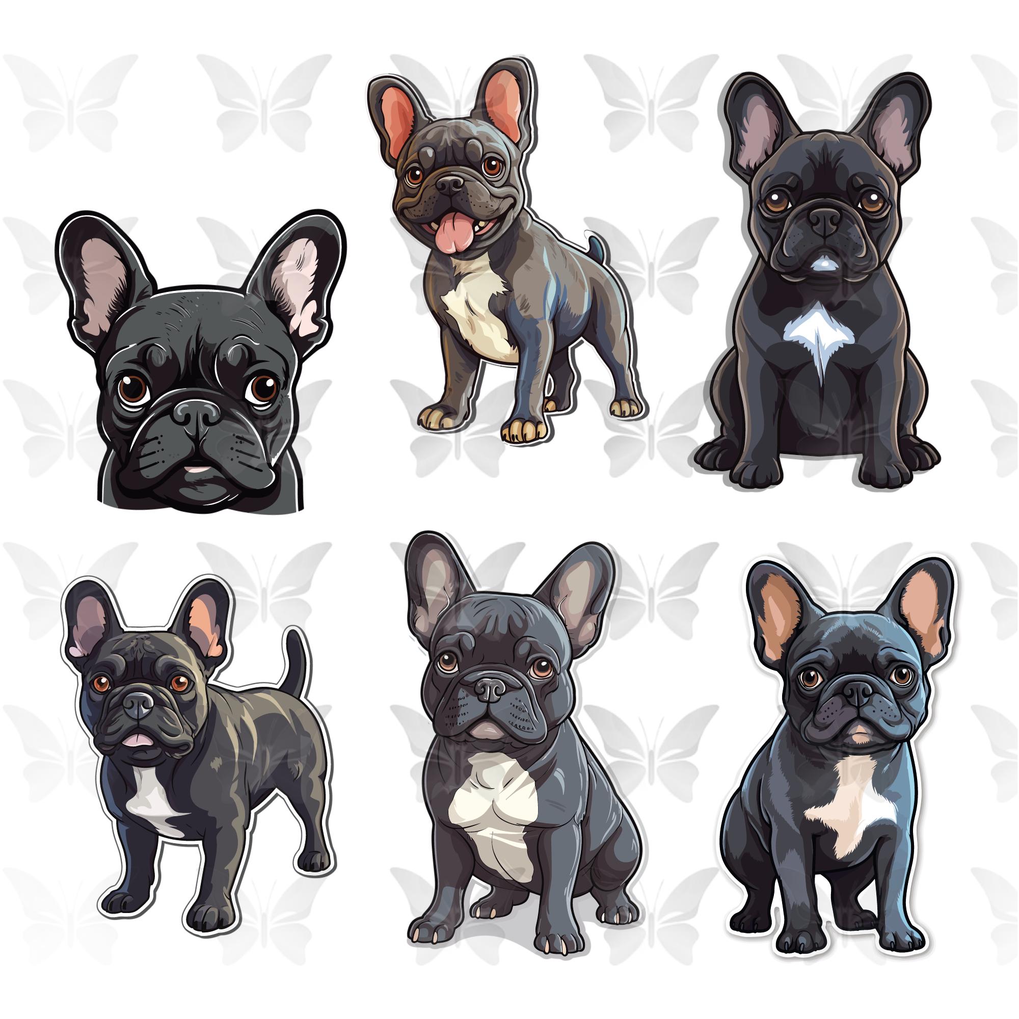 45 Adorable French Bulldog Clipart Bundle Digital Stickers Playful ...