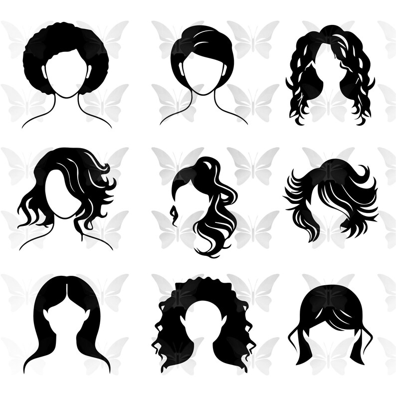 45 Hairstyles Clipart Collection - All Types of Hair, Long Hair, Short ...