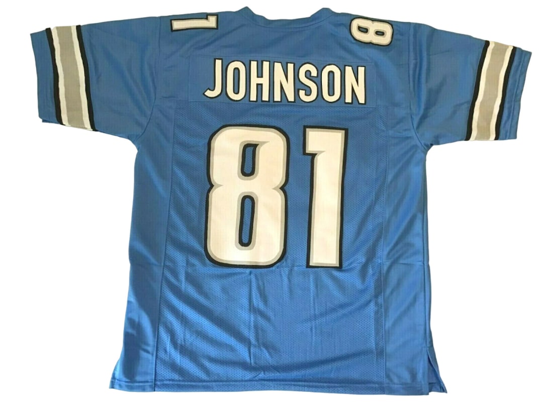 UNSIGNED CUSTOM Sewn Stitched Calvin Johnson Blue Jersey - M, L, XL ...