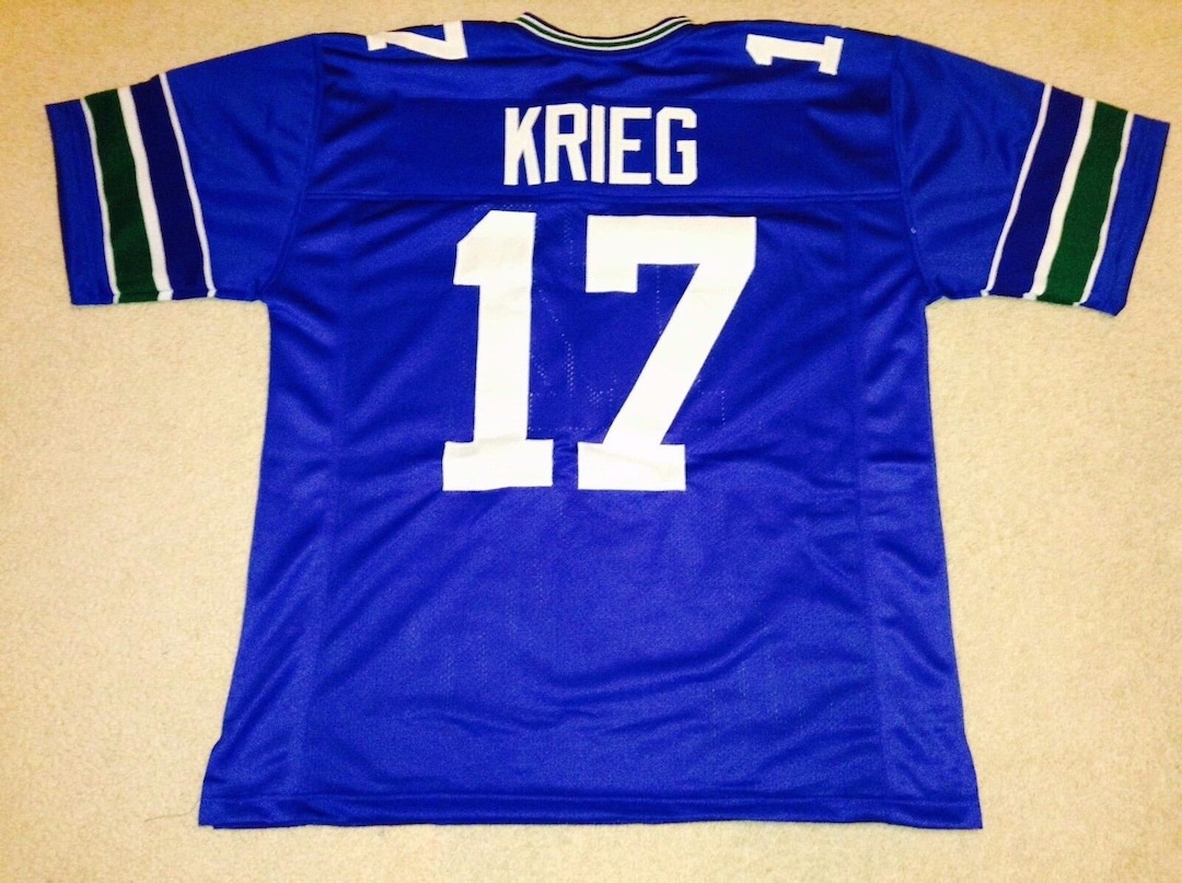 UNSIGNED CUSTOM Sewn Stitched Dave Krieg Blue Jersey - M, L, XL, 2XL - Etsy