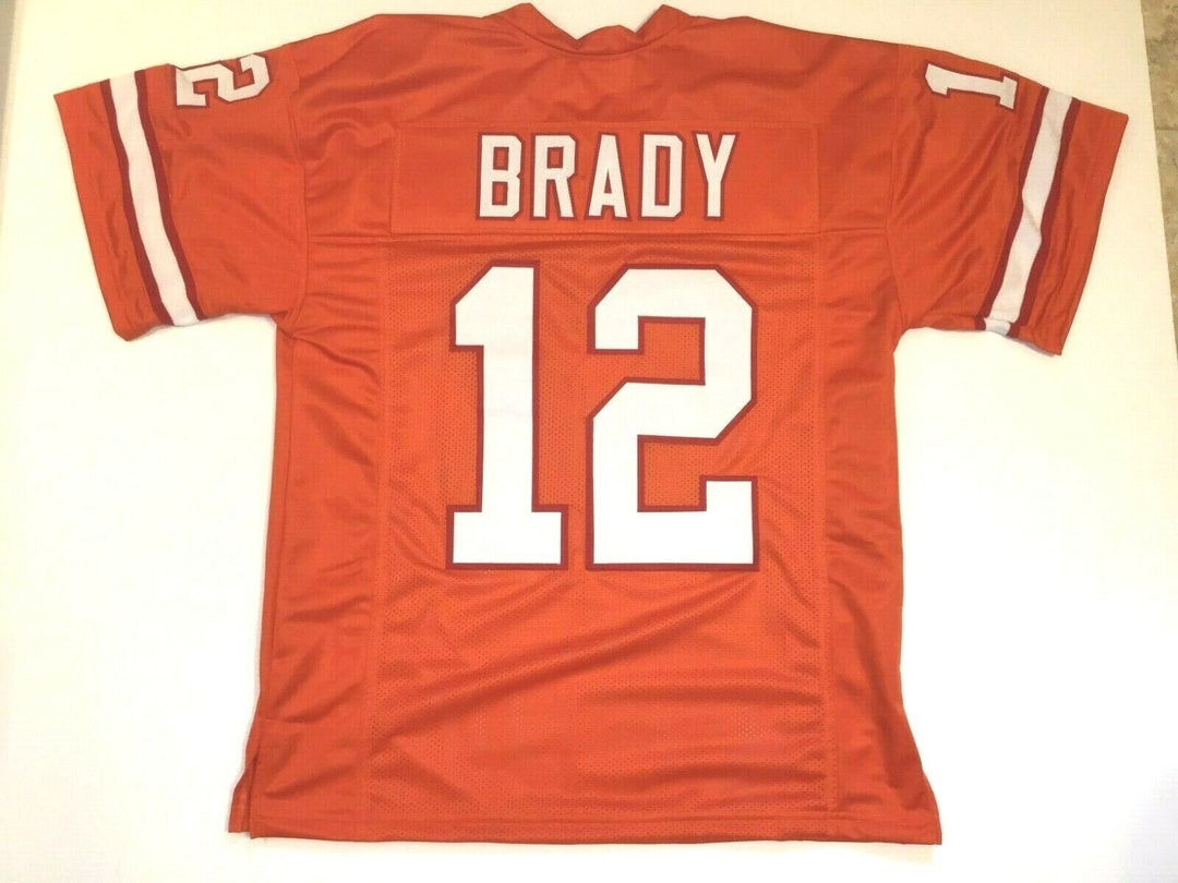 UNSIGNED CUSTOM Sewn Stitched Tom Brady Orange Jersey - M, L, XL, 2XL ...