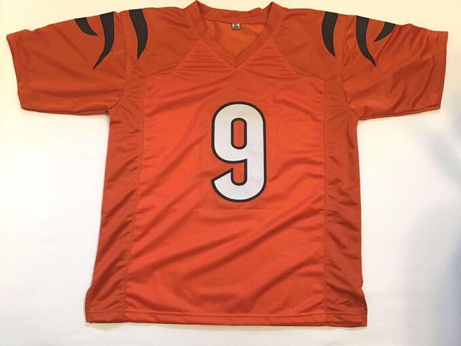 UNSIGNED CUSTOM Sewn Stitched Joe Burrow Orange Jersey - M, L, XL, 2XL ...