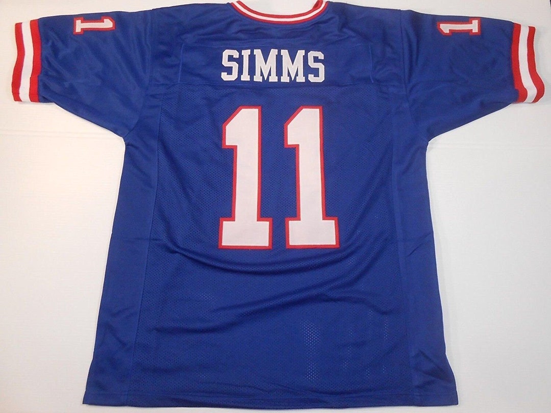 NSIGNED CUSTOM Sewn Stitched Phil Simms Blue Jersey - M, L, XL, 2XL ...
