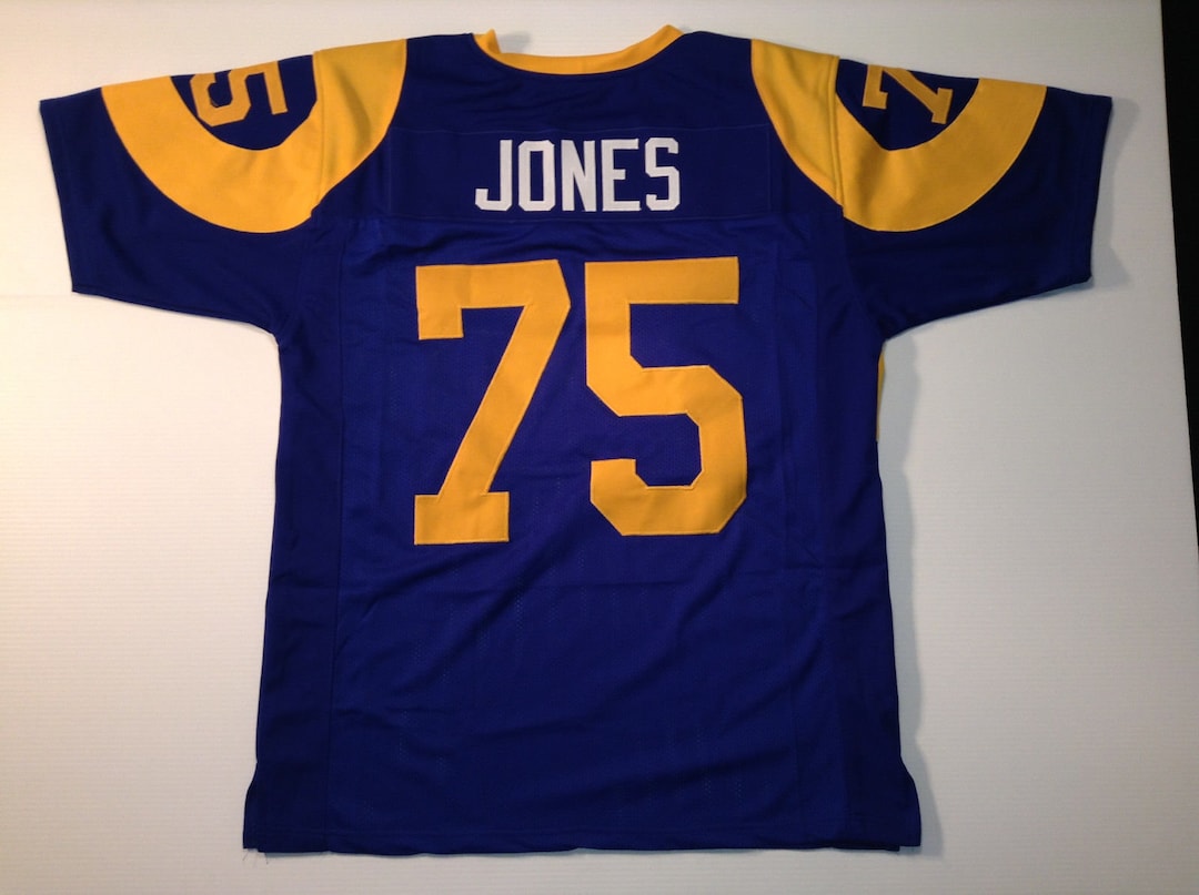 UNSIGNED CUSTOM Sewn Stitched Deacon Jones Blue Jersey - M, L, XL, 2XL ...