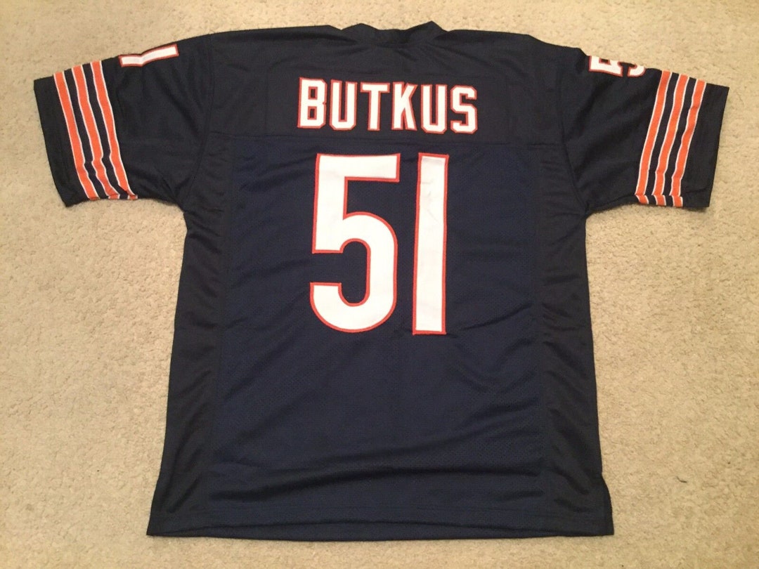 UNSIGNED CUSTOM Sewn Stitched Dick Butkus Blue Jersey - M, L, XL, 2XL ...