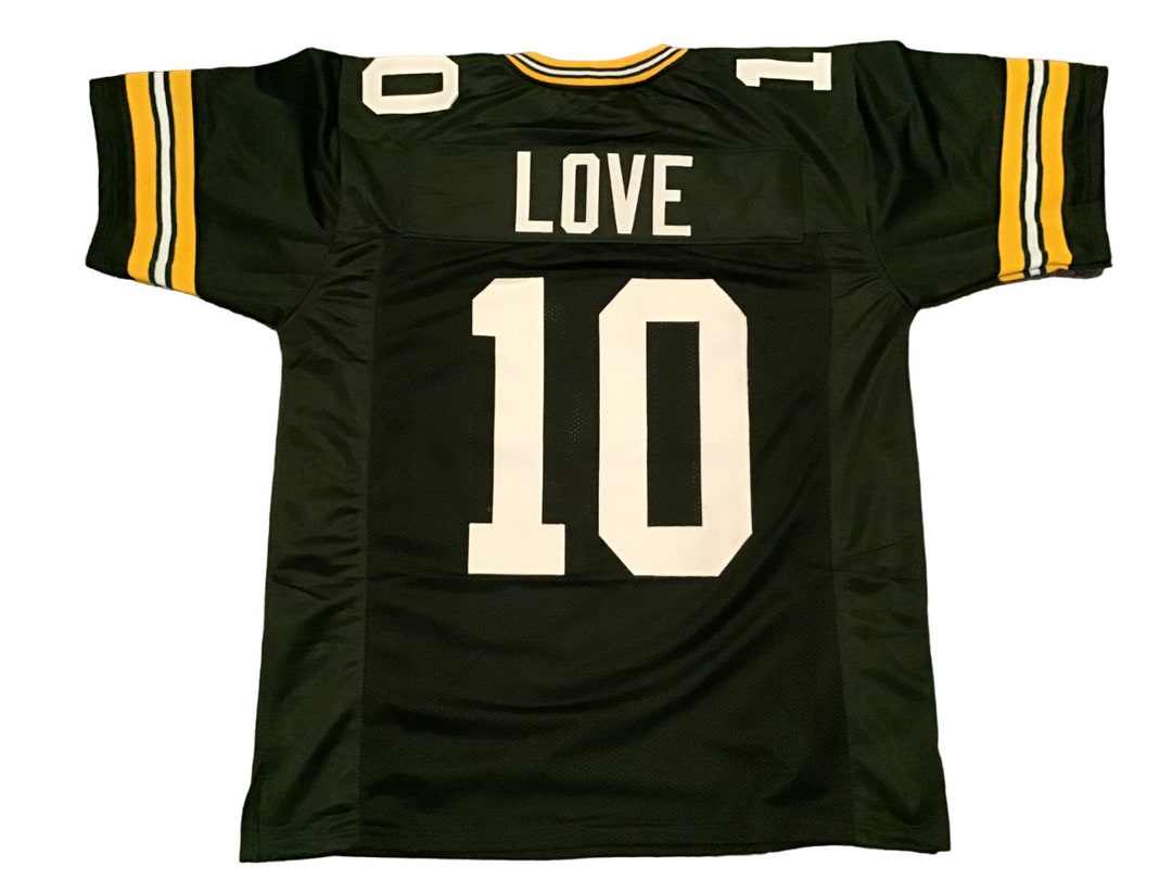 UNSIGNED CUSTOM Sewn Stitched Jordan Love Green Jersey - M, L, XL, 2XL ...
