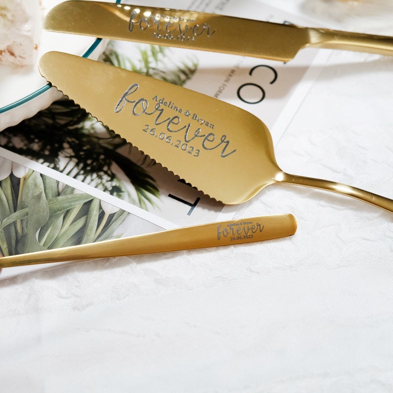 Personalized Engraved Cake Knife and Server Set, Wedding or Anniversary ...
