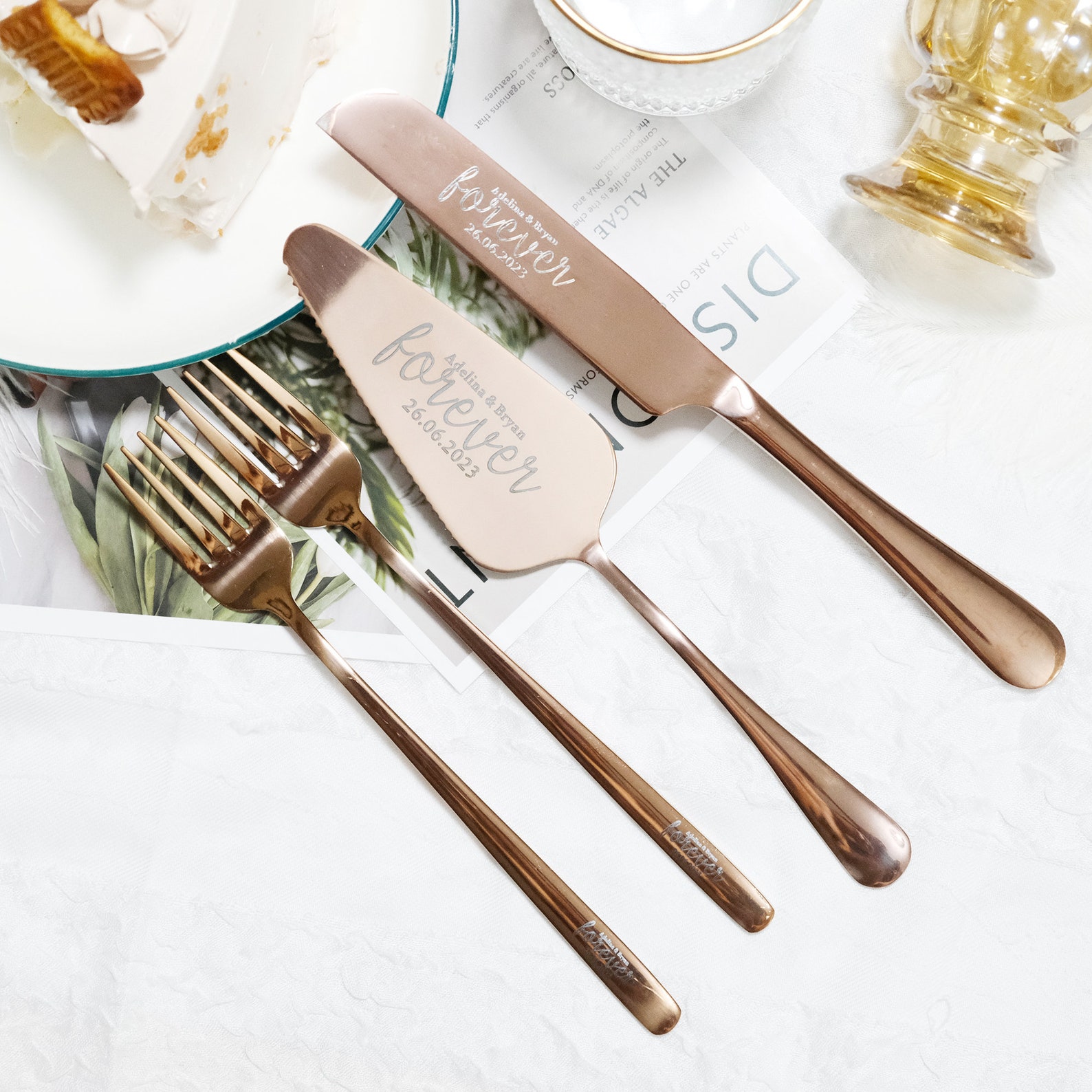 Personalized Engraved Cake Knife and Server Set, Wedding or Anniversary ...
