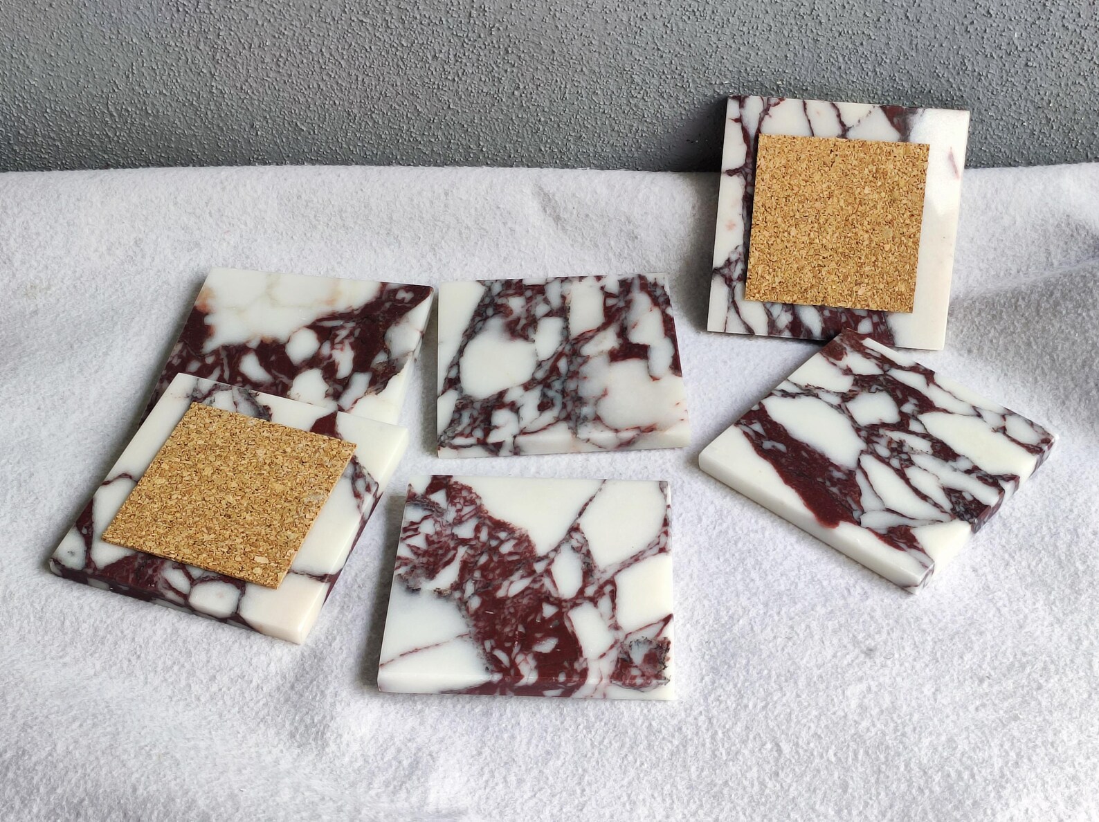 Square Coaster-viola Marble (4 and 6 Pcs ) With Cork Option. - Etsy