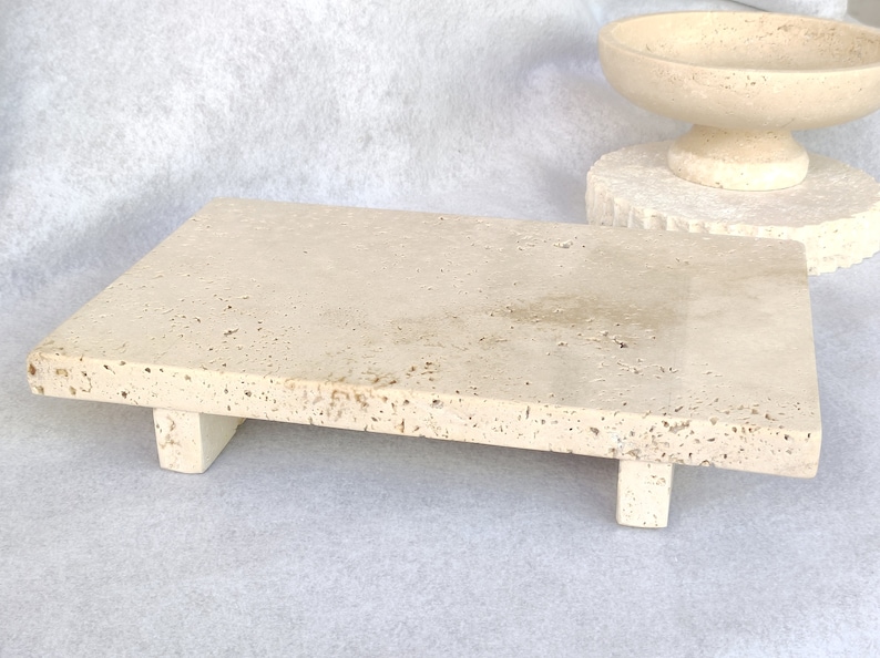 TRAVERTINE Flat Stand ,marble Riser, Rectangular Pedestal Tray ...