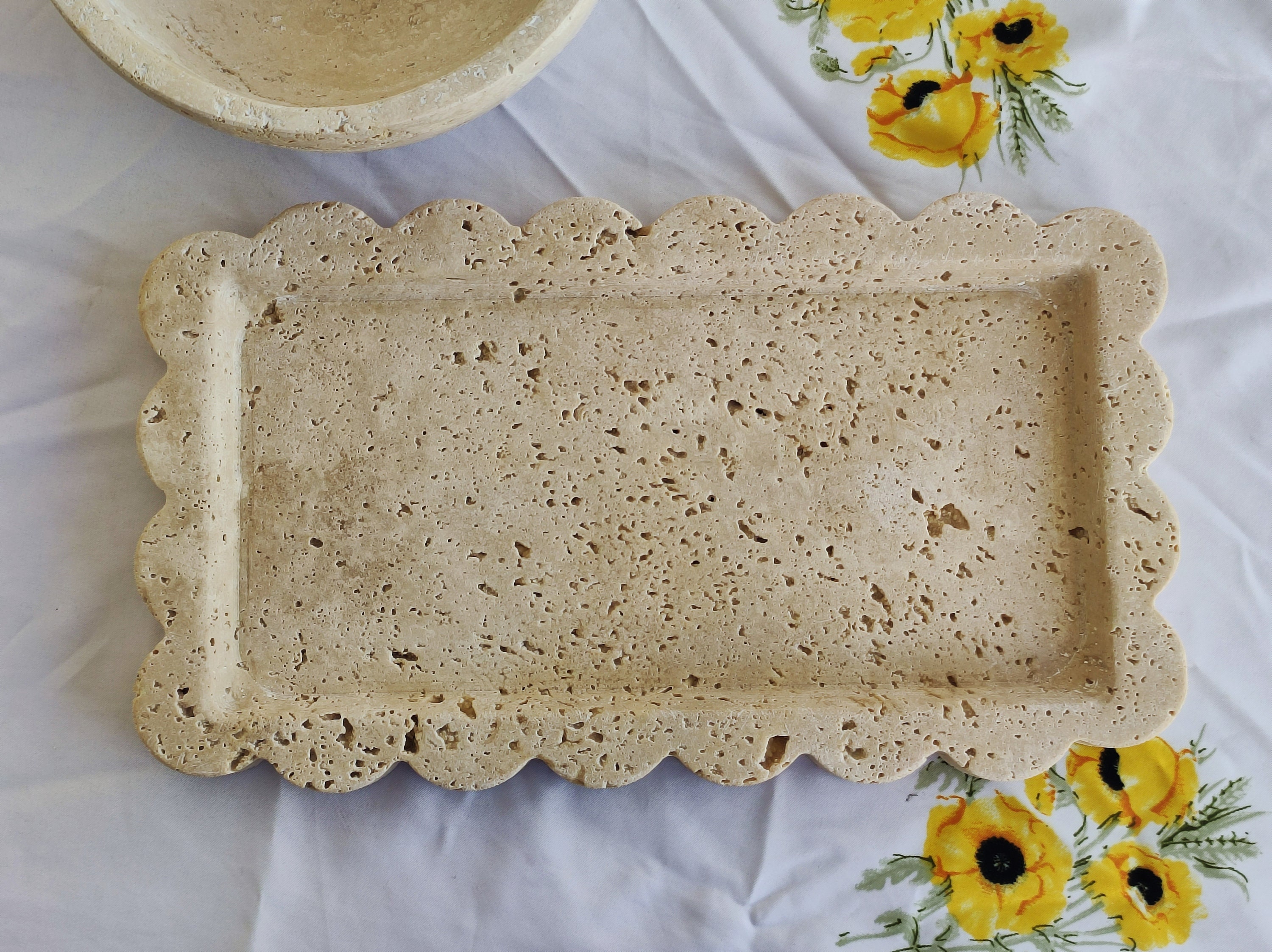Rectangle Travertine Tray 28cmx16cmx2cm. Shape SCALLOPED - Etsy