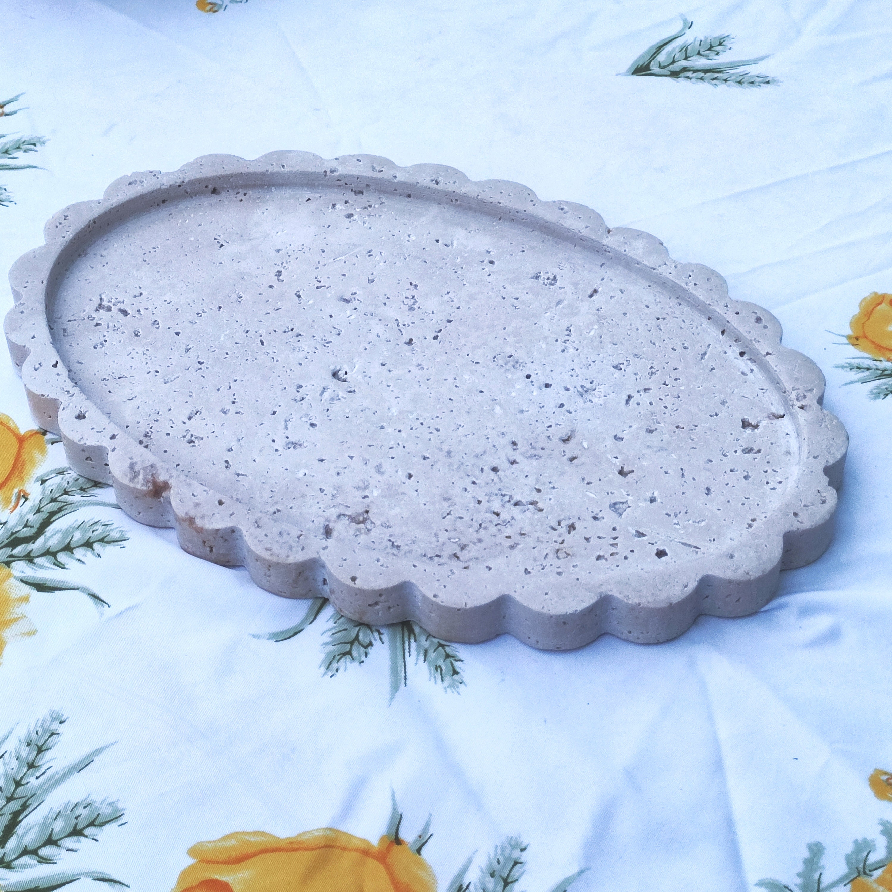 Ellipse Travertine Tray 30x20cm. Shape SCALLOPED - Etsy