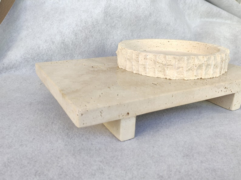 TRAVERTINE Flat Stand ,marble Riser, Rectangular Pedestal Tray ...