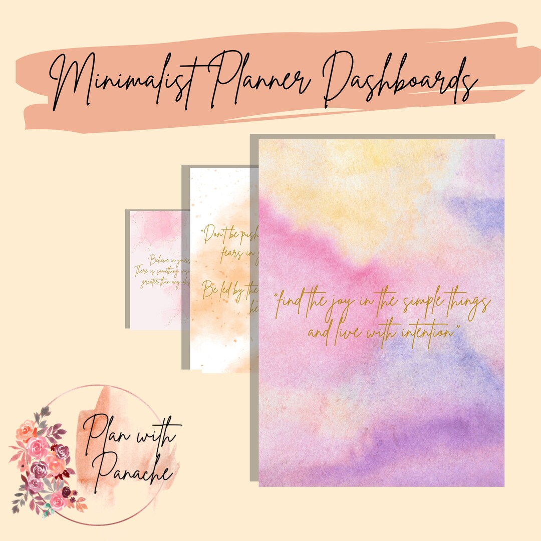 Watercolour Planner Dashboards, Inspirational Quotes, Minimalist Design ...