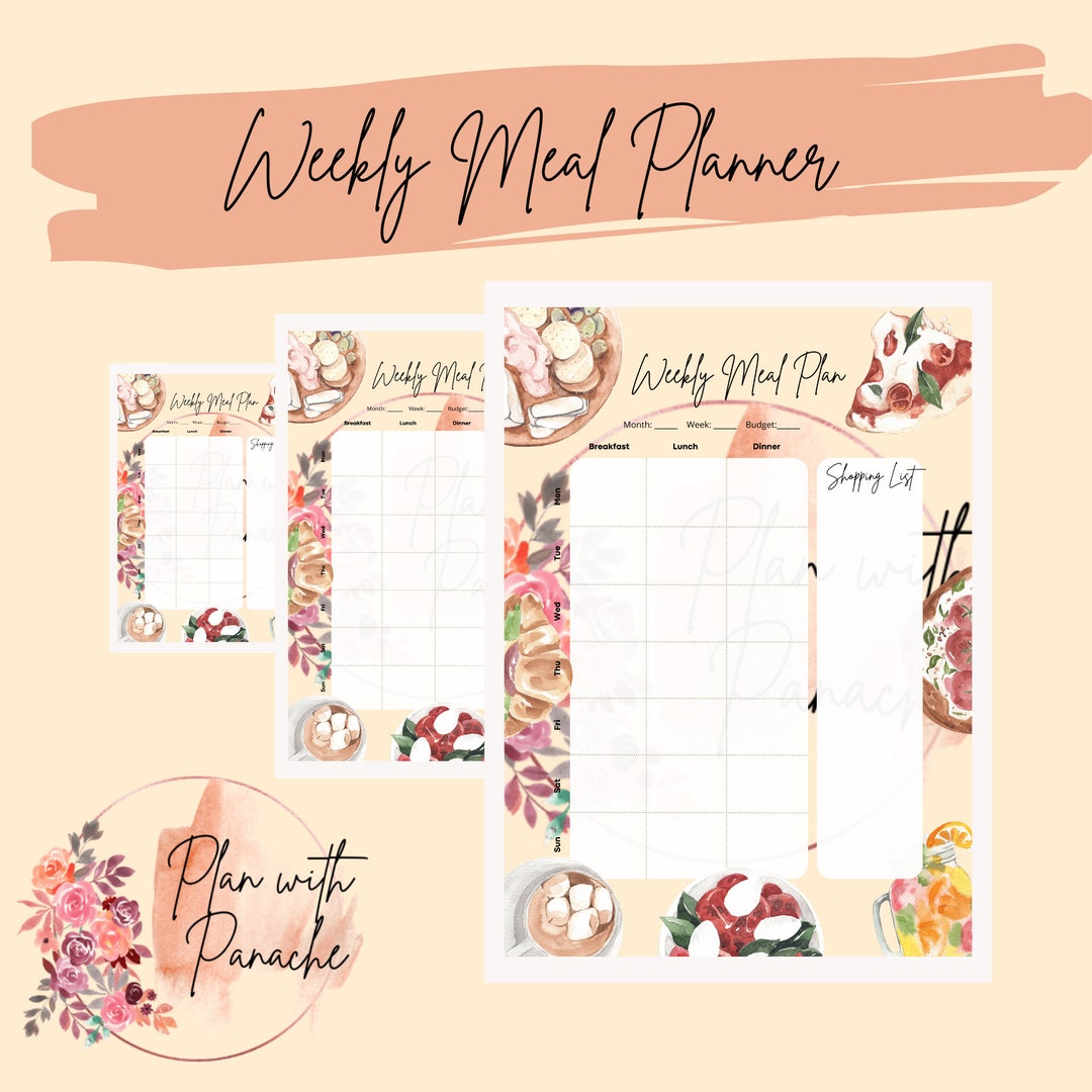 Weekly Meal Planner, Minimalist, Downloadable, PDF Format, Re-usable ...