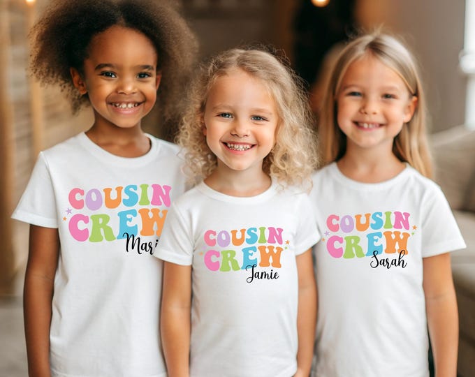 Personalized Groovy Cousin Crew Kids Shirt, Retro Custom Matching Cousins Shirts, Cousin Trip ...