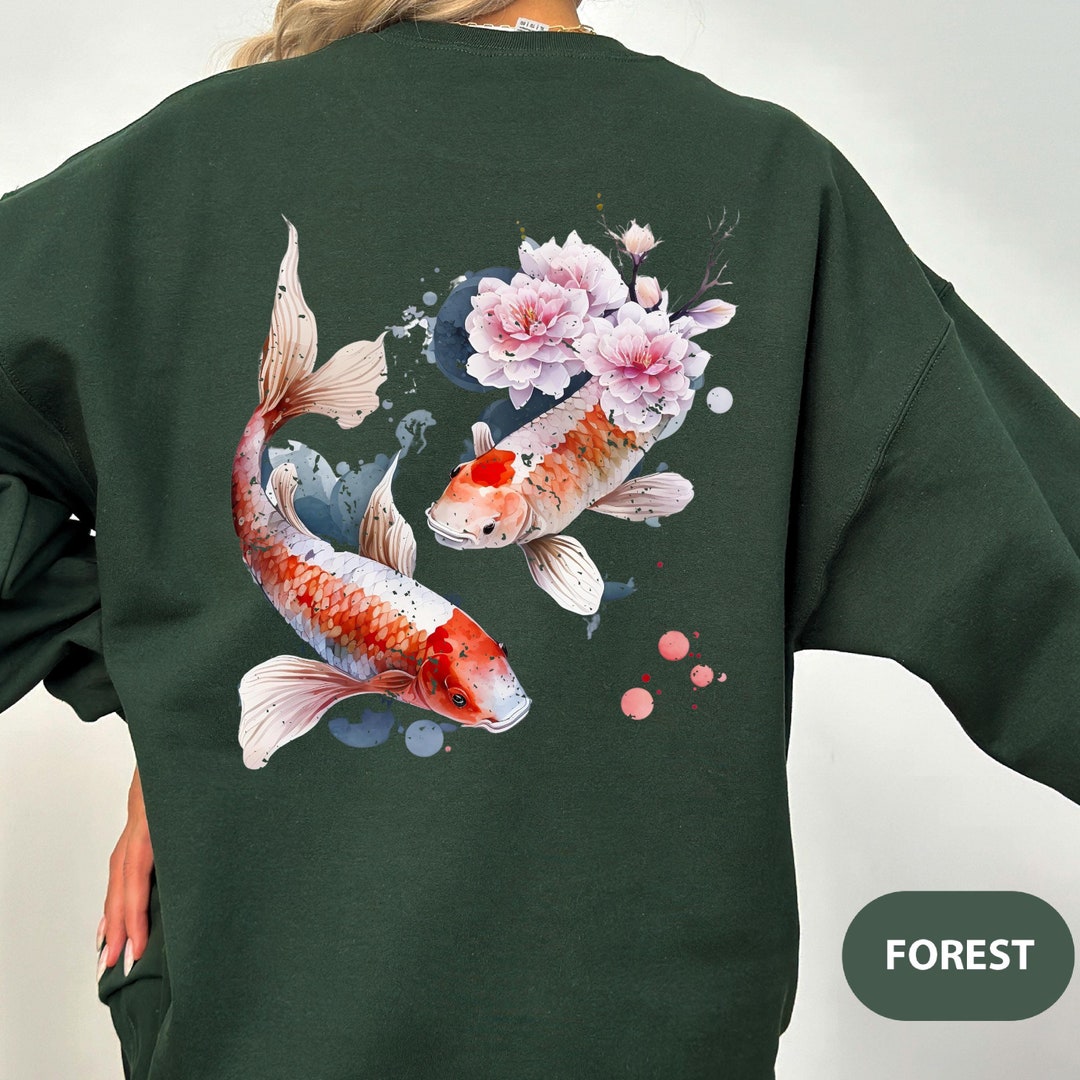 Cozy Vintage Japanese Koi Fish Sweater, Nautical Animal Asian Art ...