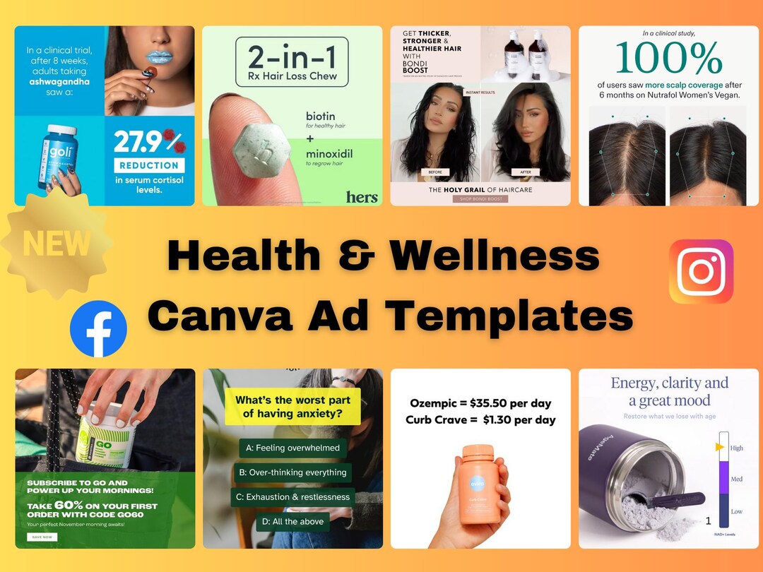 101+ Health & Wellness Canva Ad Templates - Etsy