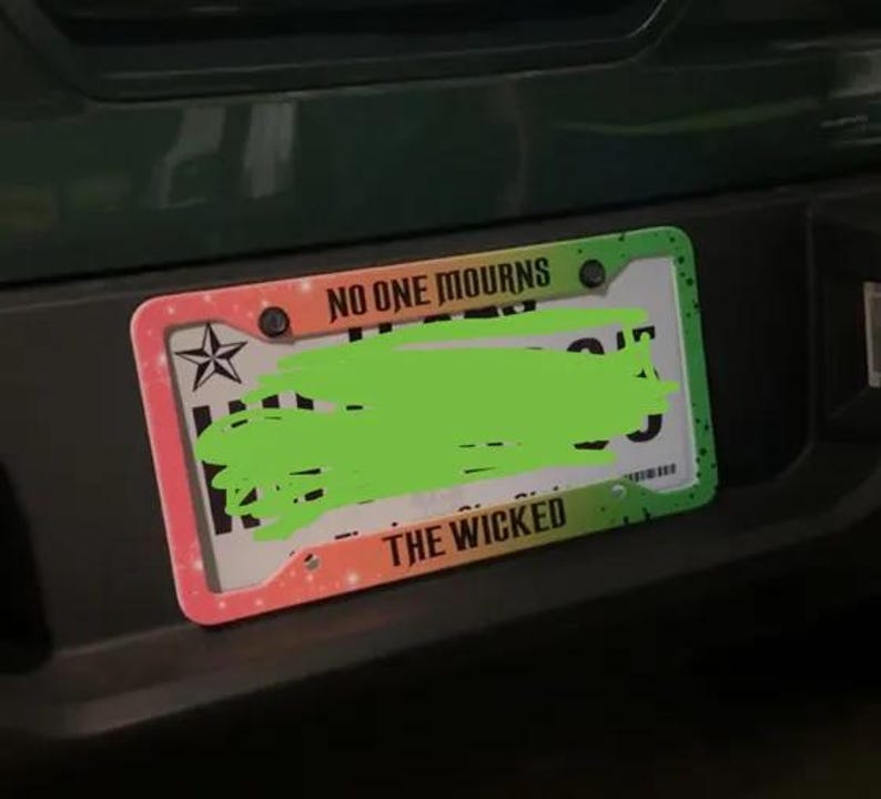 No One Mourns the Wicked License Plate Frame | Wicked Movie License ...