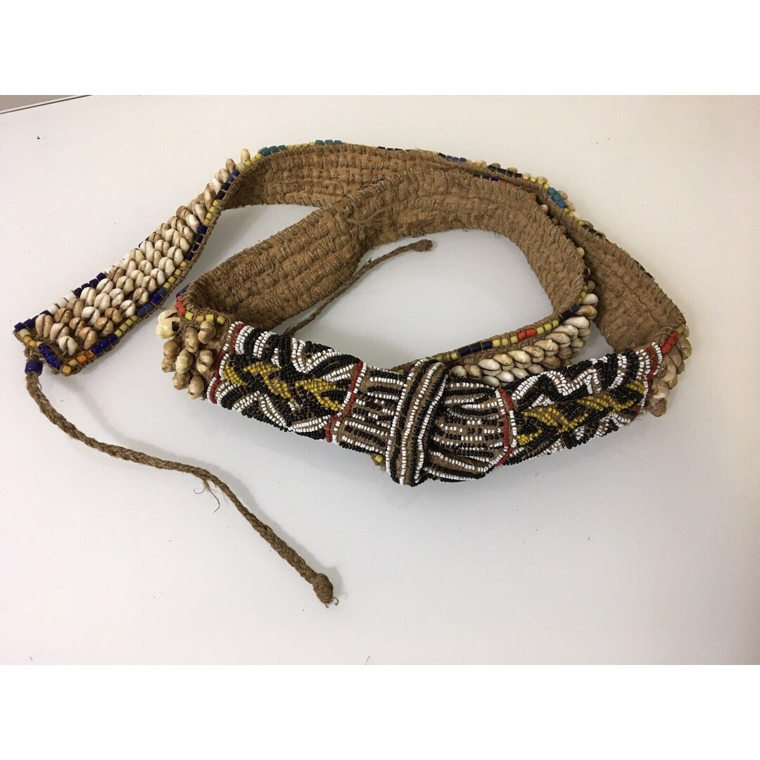 Vintage African Kuba Beaded Belt With Uncommon Congo Cowrie Shells and ...
